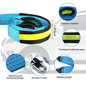 jeseny 1 Pack Car Tow Rope, Super Heavy-Duty 8T Nylon Outdoor Emergency Rescue Rope, 16.4Ft Night Fluorescence Car Tow Strap Duty, Suitable for Various Vehicles Heavy Duty Emergency Towing (Blue)