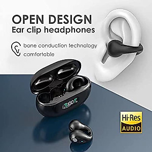 Wireless Ear Clip Bone Conduction Headphones, Mini Bone Conduction Headphones Bluetooth, Open Ear Headphones Wireless Bluetooth for Running Sports (Black) (Black)