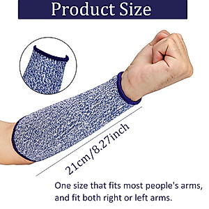 5 Pairs Cut Resistant Arm Sleeve Forearm Protection Sleeves Level 5 Protection Bite-Proof Arm Protectors Safety Arm Guard for Men Women(21CM)
