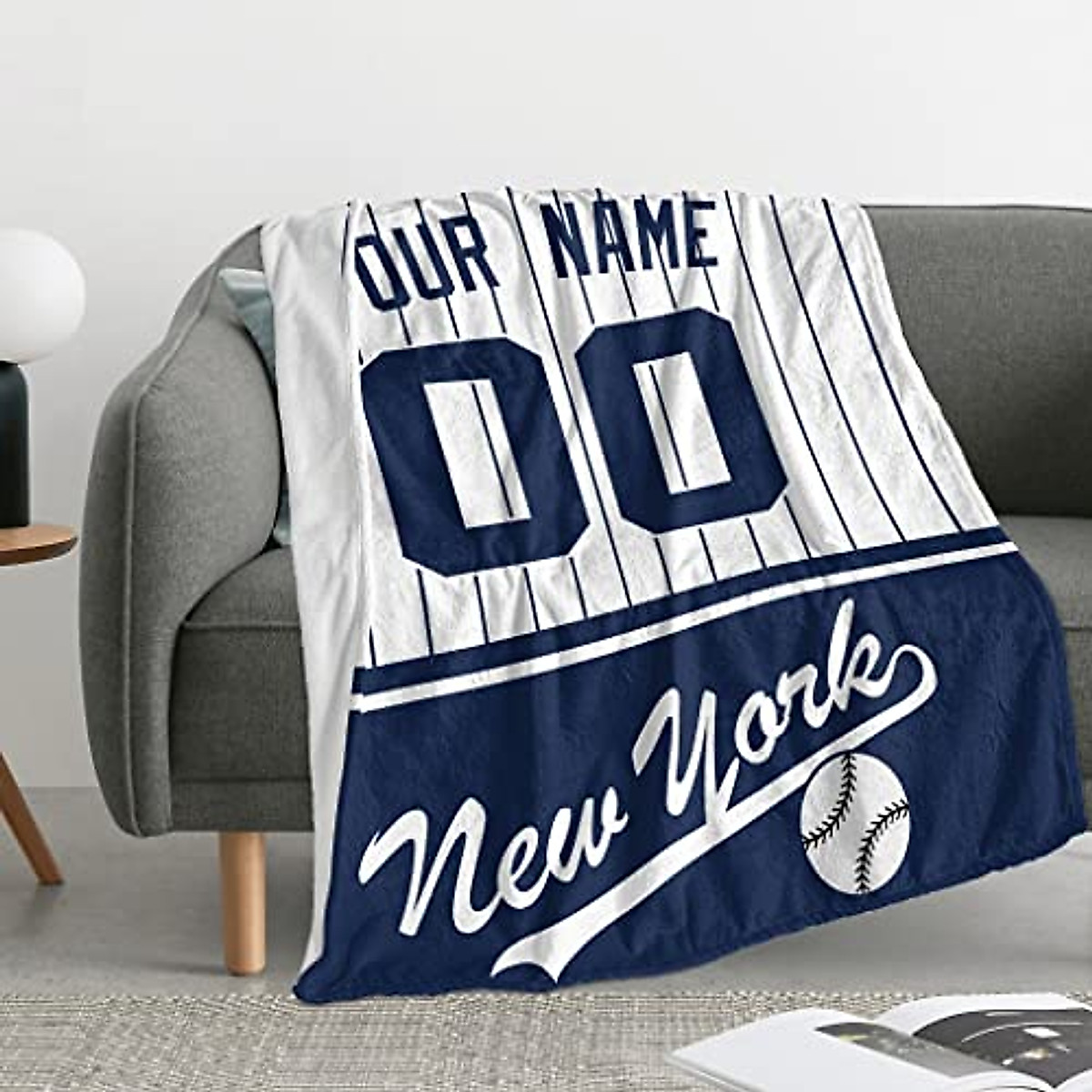 ANTKING New York Blanket Throw Blanket Custom Any Name and Any Number Gifts for Men Women Baby