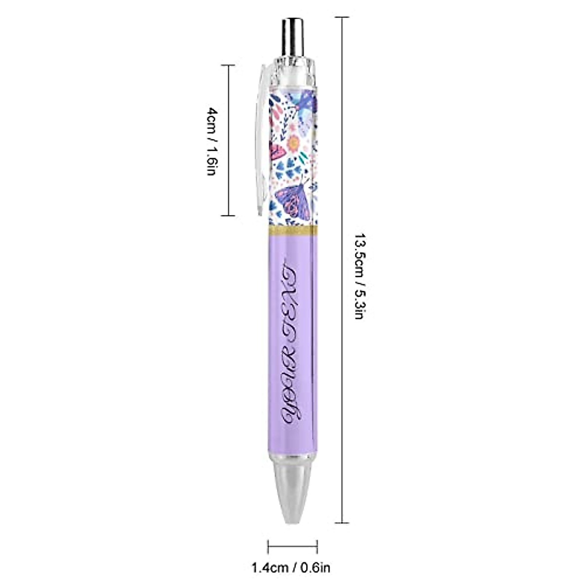 Personalized Custom Purple Butterfly Flower Pens with Stylus Tip, Customized Engraving Ballpoint Pens with Name Massage Text Logo, Gift Ideas for School Office Business Birthday Graduation Anniversari