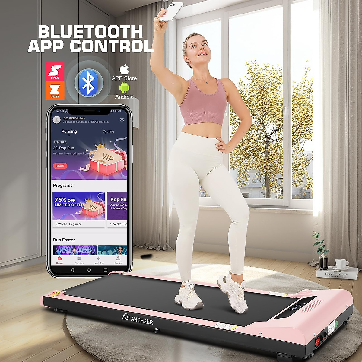 300lbs Weight Capacity Walking Pad, ANCHEER 2.5HP Under Desk Treadmill with Remote Control, Compact Electric Treadmill for Home/Gym/Office with LED Screen, Ultra-Quiet/Installation-Free