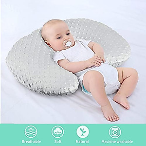 Minky Nursing Pillow Cover, 2 Pack Nursing Pillow Slipcover for Breastfeeding Pillow Slipcover Fits Nursing Pillow, Soft Snug for Infant & Baby Boy Girl (Grey & Blue)