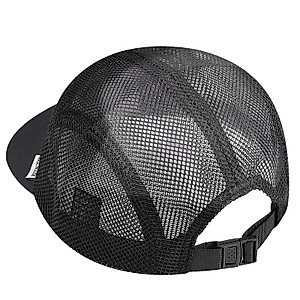 Croogo 5 Panel Short Bill Cap Flat Brim Mesh Baseball Caps Trucker Hat Cooling Breathable Quick Dry Sport Hats,Black-GD16