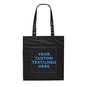 Tote Bags - Non-Woven Bag Totes - 10 pack - Customizable Text, Logo - Reusable Polypropylene Cloth Fabric - Black