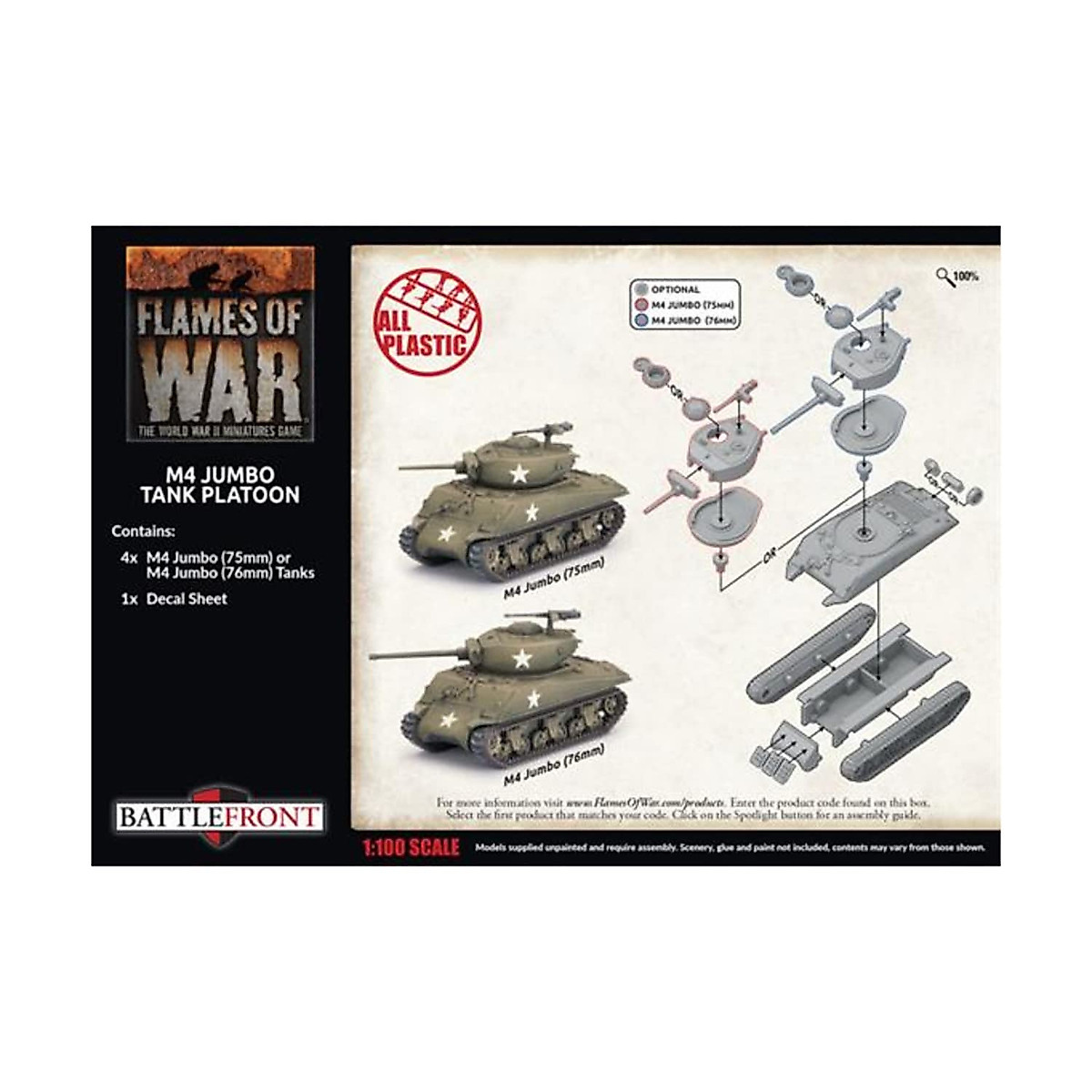 Battlefront Miniatures Flames of War WW2: M4 Jumbo Tank Platoon