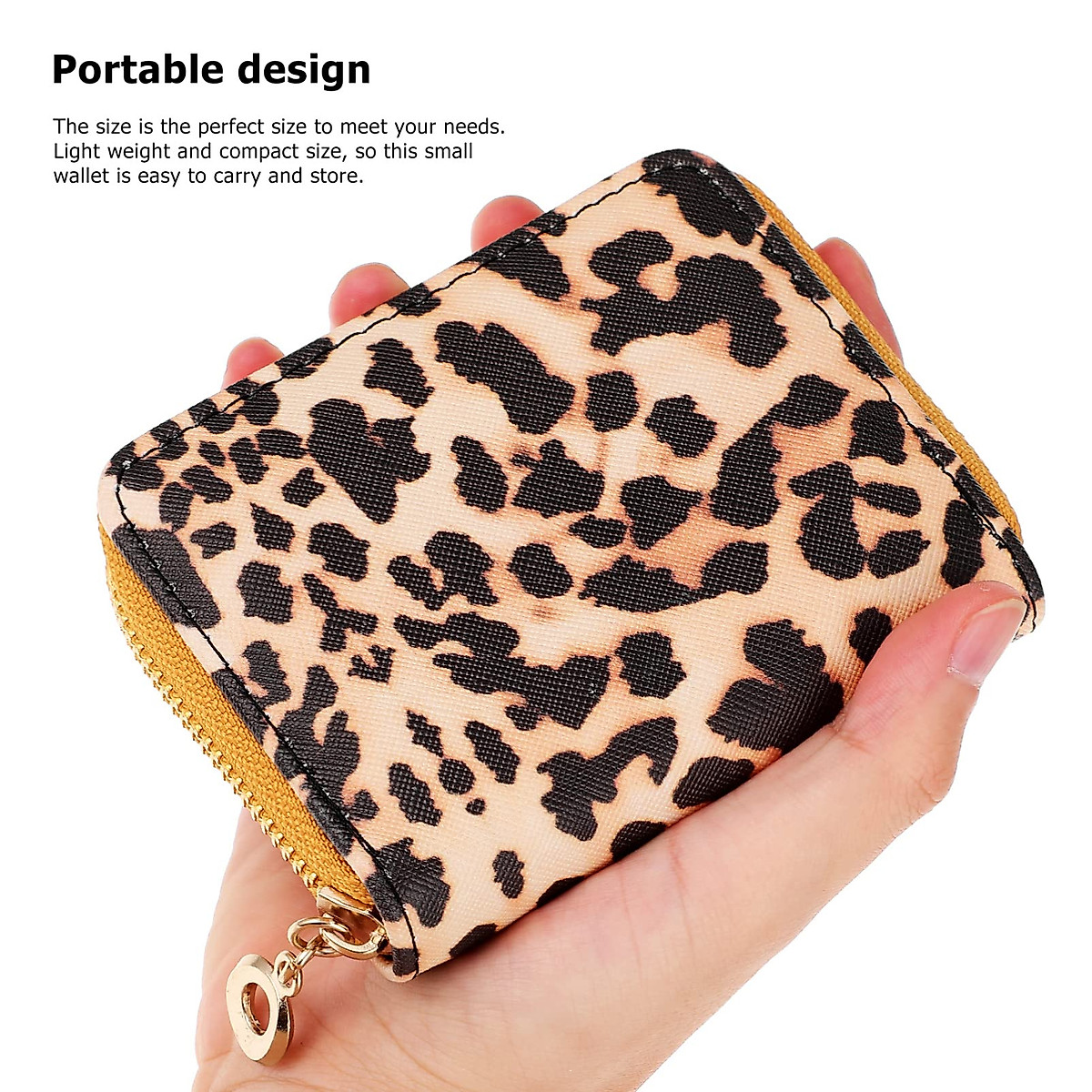 SHERCHPRY 2pcs Women Credit Cards Holder, PU Leather Cards Container, Cash Storage Pouch with Zipper, Credit Card Coin Wallet, Change Pouch for Women (Leopard Print and Zebra Print)