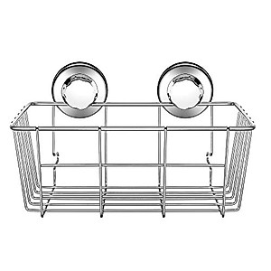 iPEGTOP L-7 Adhesive Suction Cup Deep Caddy Bath Organizer Wall Shelf for Large Shampoo Shower Gel Holder Bathroom Accessories Storage-Rustproof 304 Stainless Steel, 2-Pack, 2 Count