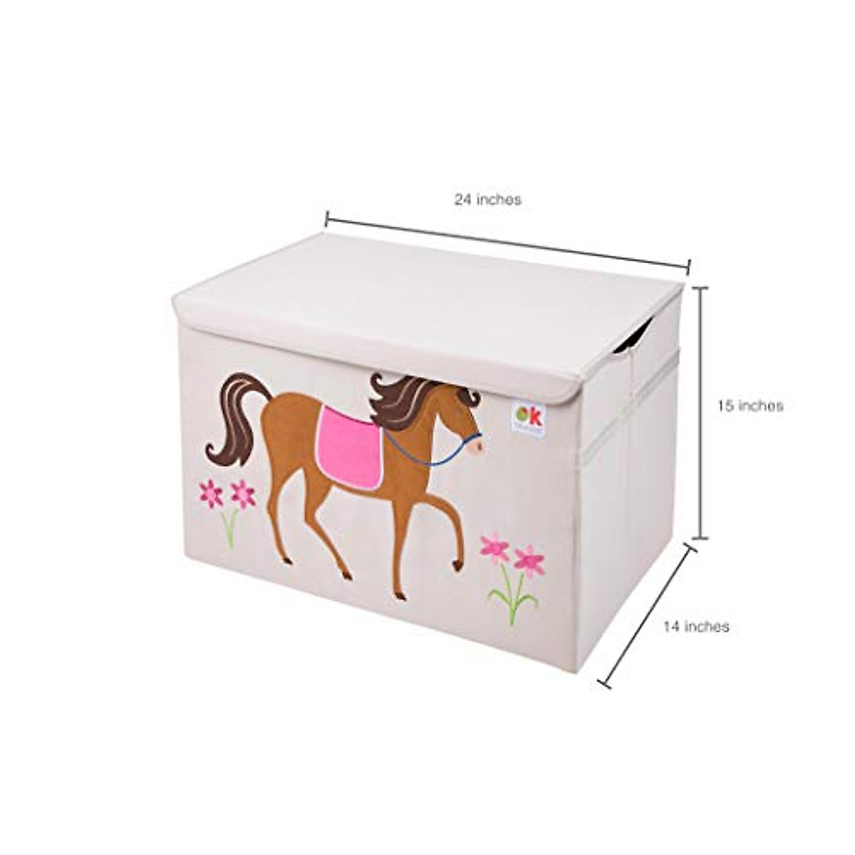 Wildkin Kids Fabric Toy Chest for Boys & Girls, Measures 24 X 15 X 14 Inches Toy Storage, Features Garterized Handle & Cardboard Insert, Toy Box Helps Kids Supplies Organized (Horses)