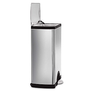Simplehuman 50 Liter / 13.0 Gallon Rectangular Kitchen Step Trash Can, Brushed Stainless Steel
