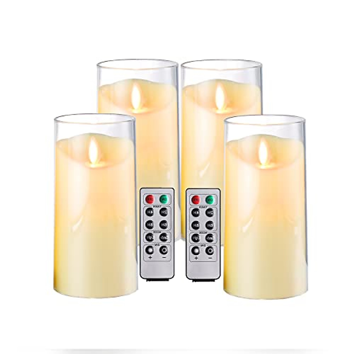 DALANG Flickering Flameless LED Candles with Remote Control and Timer, Ideal for Halloween, Christmas,Partty and Home Decor,Gifts for Wife,Mother,Friend,Set of 4(White 3”Dx6“H)
