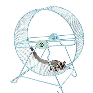 MGWYE Small Pet Hamster Running Wheel with Stand Household Running Jogging Toy Playing (Color : Blue)
