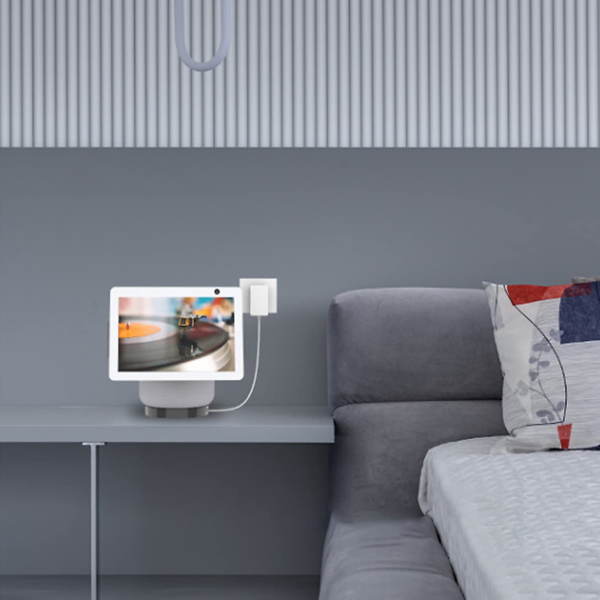 Esenlong Desktop Holder Stand Free Punch Speaker Bracket with Power Cord Storage for Echo Show 10