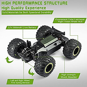 RC Cars with LED Lights, 1:18 Scale All Terrain Remote Control Car, 2.4 GHz Off-Road 25 Km/h Monster Truck Racing Cars with LED Bodylight, 60 Min Playtime, Xmas Toys Gifts for 4-7 8-12 Kids Boys