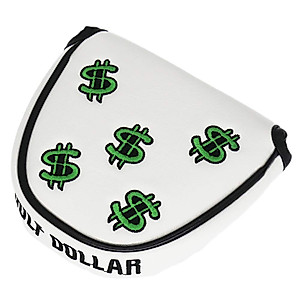 SEACLOUD Golf Cash Money Mallet Putter Cover for Scotty Cameron PU Headcover with Magnetic Closure 2ball White Green