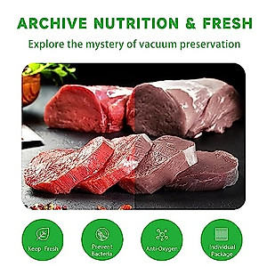 Pskang Food Saver Vacuum Sealer Bags Rolls 11" x 16' (3 Rolls) BPA Free Vacuum Seal Bags for Food Heavy Duty Puncture Prevention Food Saver Bags Rolls for Custom Fit Airtight Food Storage and Sous Vide