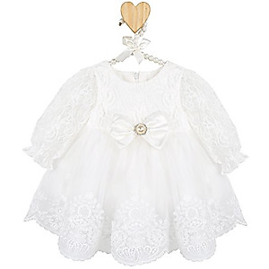 Taffy Baby Girl Newborn Christening Baptism Lace White Dress Gown 6 Piece Deluxe Set 3-6 Months