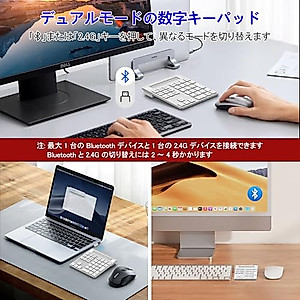 Suejezt Bluetooth Wireless Number Pad and Calculator 34Keys, Bluetooth & 2.4G USB Numeric Keypad Data Entry with Display for MacBook Pro Air, iMac, Desktop Office Accessories Financial Accounting