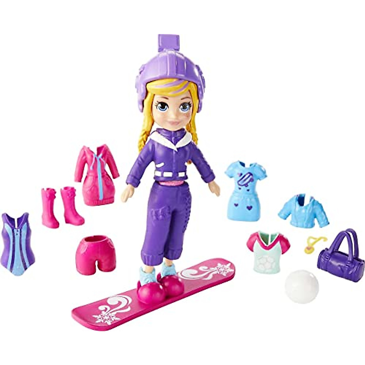 Polly Pocket Travel Toy Playset with Four (3-inch) Dolls and 40+ Fashion Accessories, Themed Characters Fashion Pack