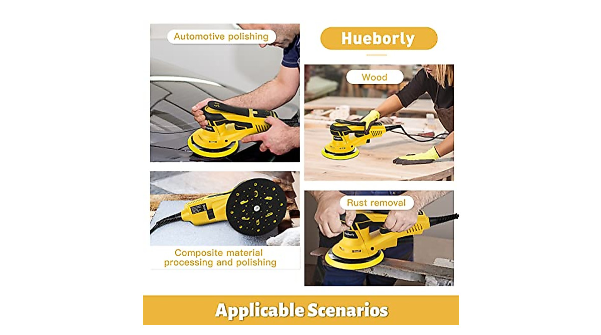 Electric Random Orbital Sander 350W Brushless Motor 3/16 inch Orbit ...