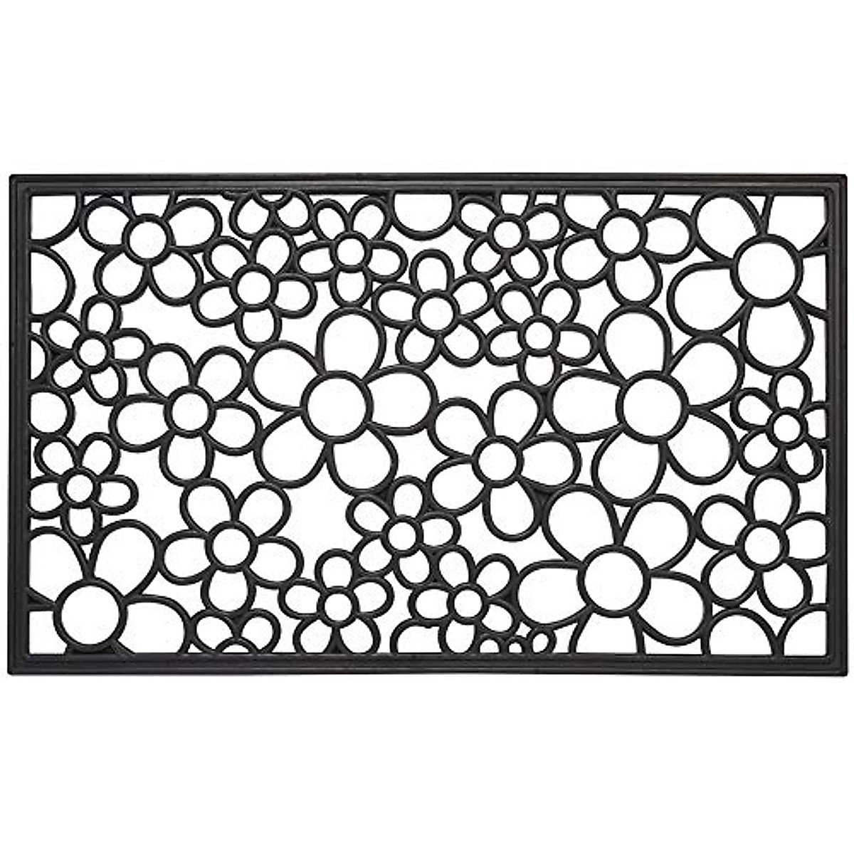 Envelor Home and Garden Floral Wrought Iron Rubber Door Mat 18" x 30" Welcome Mat