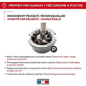 Peugeot - Paris u'Select Manual Pepper Mill - Adjustable Grinder - Beechwood, Graphite Finish 8.67in.