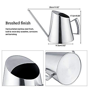 HERCHR 50 Oz Watering Can Stainless Steel Water Can Large Watering Pot with Long Straight Spout Indoor Plant Metal Watering Can for House Bonsai & Flowers Gardening Watering Can Pot