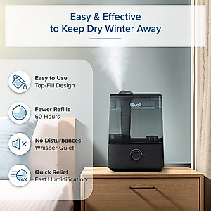 LEVOIT 60-Hour Humidifiers & 10-Pack Humidifier Replacement Filters, Capture Fine Particles in Water Tank to Improve Humidification Efficiency, White