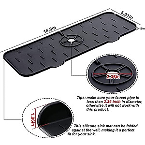 lcb Kitchen Faucet Sink Splash Guard Behind Faucet, 2PCS Silicone Faucet Mat for Kitchen Sink,Rubber Faucet Water Catcher Sink Draining Pads Drying Mat for Kitchen & Bathroom Countertop Protection