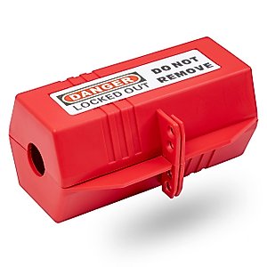 TRADESAFE Plug Lock for Lockout Tagout - 220 Volt Power Cord Lockout, Large Electrical Plug Lock, Industrial Grade Electrical Plug Lockout Device, OSHA Compliant Red