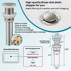 gotonovo Brushed Nickel Bathroom Vessel Sink Faucet with Pop Up Drain Single Lever Handle 1 Hole Bowl Sink Mixer Tap Tall Spout Lavatory Vanity