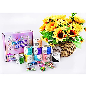 9 PCS Butter Slime Kits Strechy Non-Sticky and Glossy Slime,Scented Slime Mud,Butter Slime Stress Relief Toy for Girls and Boys Birthday Gifts