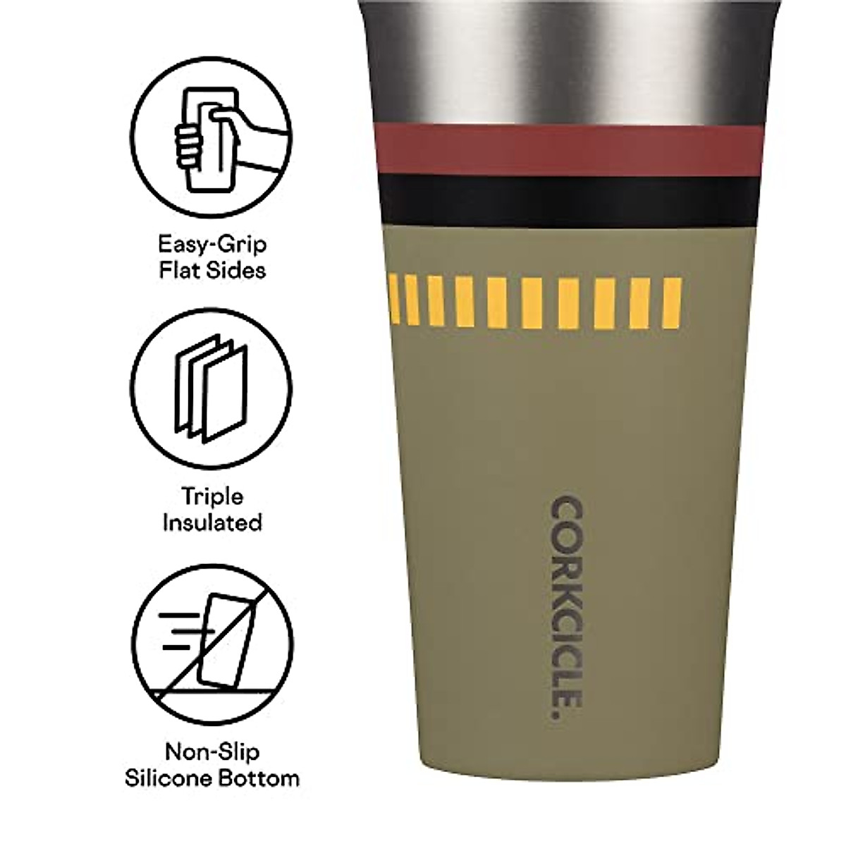 Corkcicle Disney Star Wars 16 Oz Stainless Steel Travel Tumbler & Lid, Boba Fett