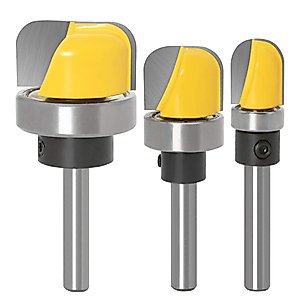 Yakamoz 3Pcs 1/4 Inch Shank Bowl and Tray Template Router Bit Set with Ball Bearing Dish Carving Router Bits Wood Cutter Woodworking Tool