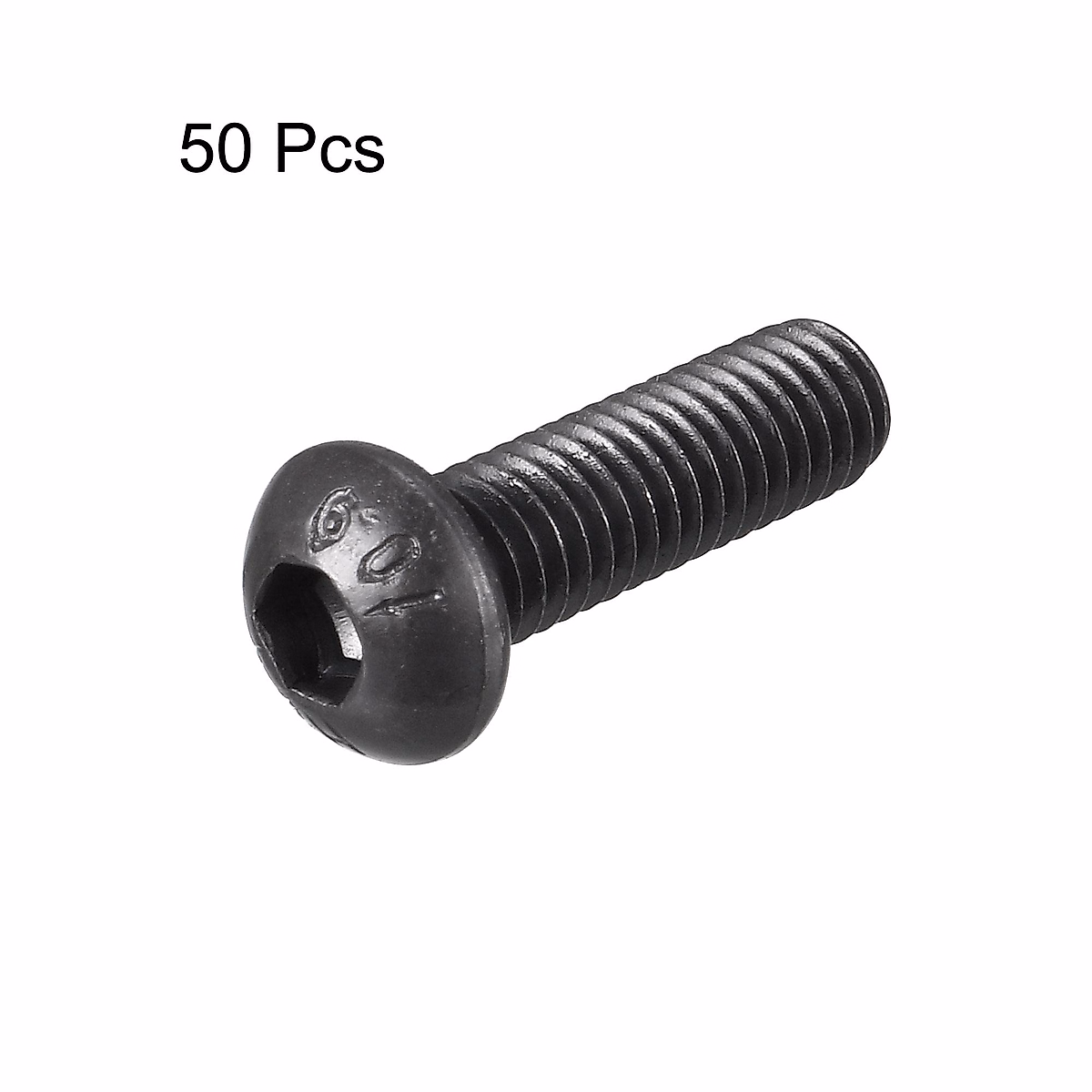 uxcell M6x20mm Button Head Hex Socket Cap Screw Bolt Black 50pcs