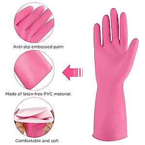 IUCGE Rubber gloves dishwashing 2 Pairs for Kitchen,Cleaning gloves for household Reuseable.(Small,Pink+Yellow)
