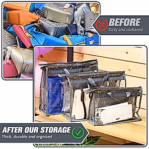 Chumia 20 Pack Dust Bags for Handbags Clear Handbag Storage 3 Sizes Handbag Organizers for Closets Hand Bag Dust Cover Purse Protector Bag with Zipper and Handles with 25 Pcs S Shape Hooks