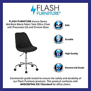 Flash Furniture Aurora Series Mid-Back Black Fabric Task Office Chair with Pneumatic Lift and Chrome Base