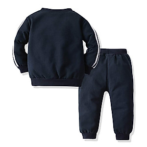 Moyikiss Studio Unisex Tracksuit Baby Boys Girls Clothes Cotton Long Sleeve Zipper Sweatshirt Jacket and Pants (Navy, 90/18-24Months)
