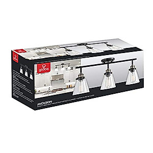 Globe Electric 59629 Jackson 3 Track Lighting, Dark Bronze, Antique Brass Accents