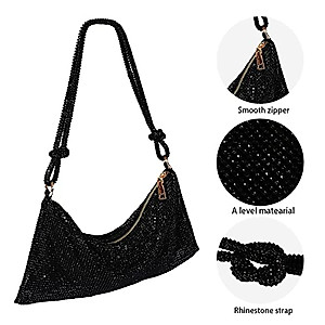 Rumdin Rhinestone Purse Chic Rhinestone Clutch Bag Black Women's Evening Handbags Sparkly Purse Hobo Bags for Women