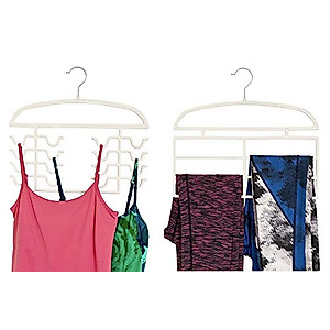 DR. ORGANIZER Plastic Tank Top and Pants Hanger Combo Pack, Multifunctional Space-Saving Closet Organizer, 2 Pack, USA Patented, White (9520)