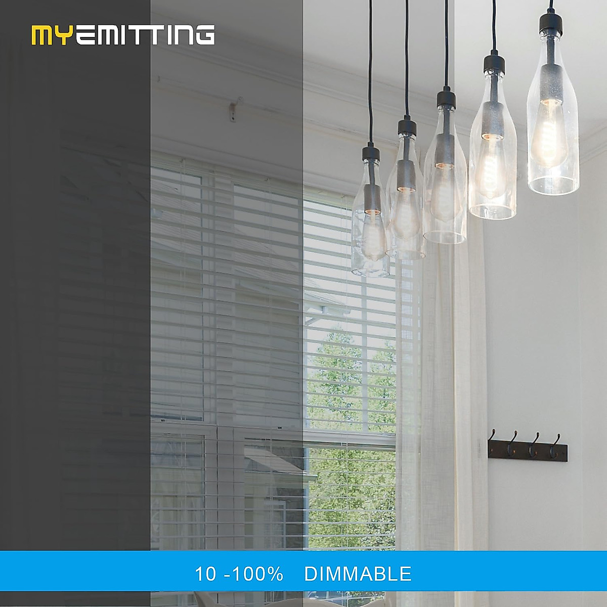 MYEMITTING Dimmable ST58 LED Edison Bulbs, 4.5W Equivalent to 40W Vintage Light Bulbs, E26 Base 4000K ST58/ST19 LED Bulbs, Antique Flexible Spiral LED Filament Light Bulbs - Clear Plastic 12Pack