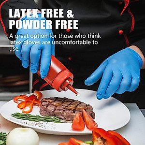 Amozife Blue Nitrile Disposable Gloves, 4 Mil Powder & Latex Free Non-Sterile Exam Gloves for Cooking, Cleaning, Food Prep, Large