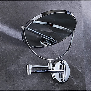 Ksunun Wall Mounted Makeup Mirror, 1x/ 10x Magnifying Mirror, 8'' Two-Sided Swivel Extendable Bathroom Mirror, 360° Swivel Double Sided Extendable Bathroom Mirror for Shaving, Make Up Mirror