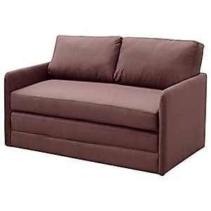 Container Furniture Direct Kathy Modern Contemporary Fabric Upholstered Livingroom Reversible Loveseat Sleeper, Coffee Brown