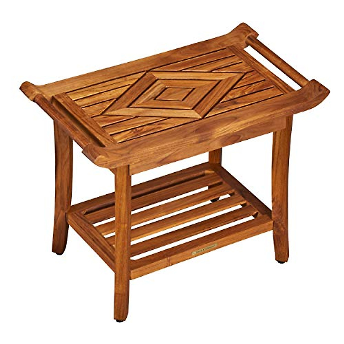 Luxury Teak Shower Bench Stool Seat Chair with Leveling Feet, Waterproof, Teak Oil Finish, Large, 25x19x14, for Bathroom, Spa, Sauna, Pool Deck, Patio, Garden, RV, from Our Diamond Collection