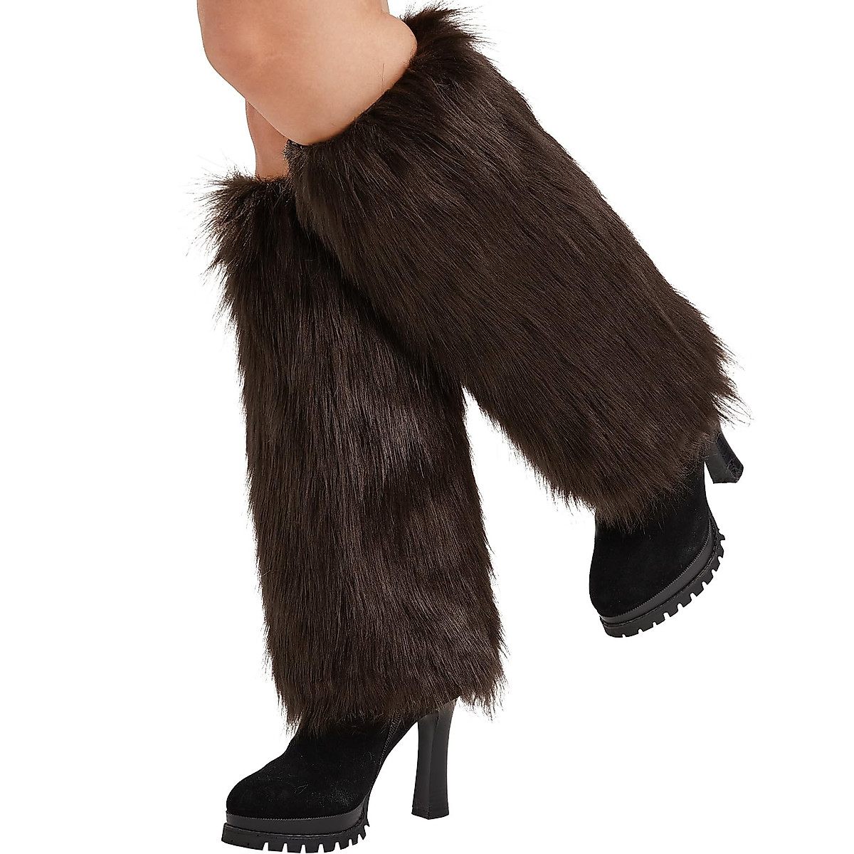 Nanxson Womens Fur Leg Warmer Winter Furry Long Boot Cuffs Cover TTW0034 (Coffee)
