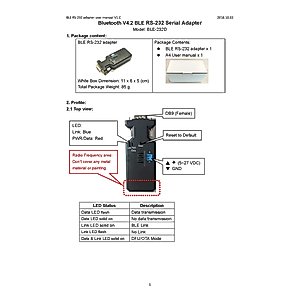 Gozens Bluetooth V4.2 BLE RS-232 Adapter Internal Chip Antenna for All OS Platform, iOS, Android, Windows or etc.