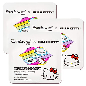 The Crème Shop x Hello Kitty Hydrogel Lip Patch | Strawberry Flavored, Collagen and 24k Gold, Remove Dead Skin, Moisturize lips, Pale Lip Treatment, Anti Aging - 3 Pack